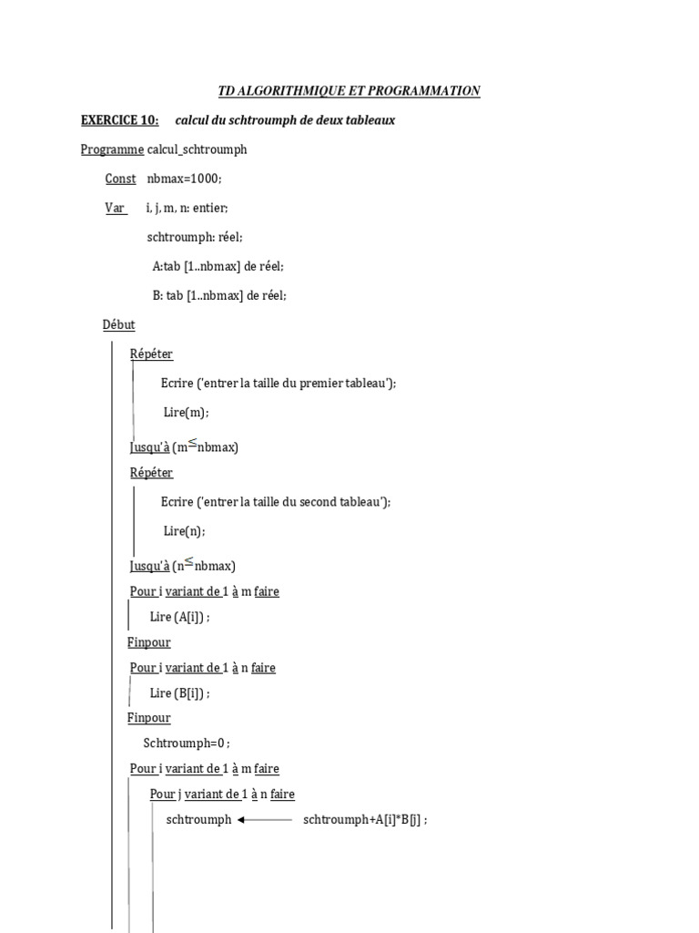 TD Algorithmique Et Programmation | PDF