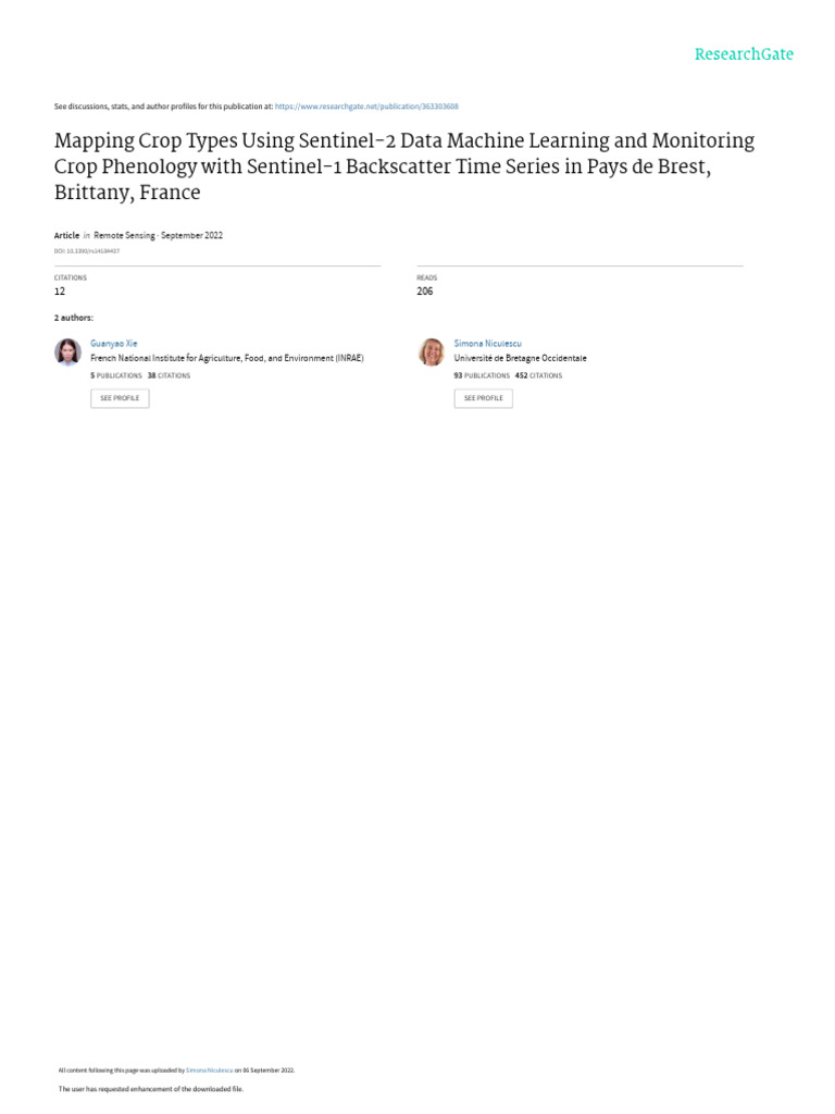 Mapping Crop Types Using Sentinel 2 Data Machine Learning And Monitoring Crop Phenology With