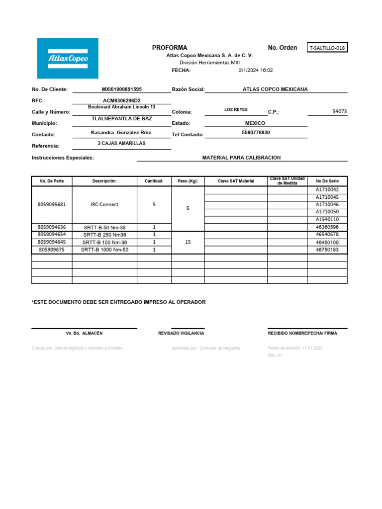 Formato Proforma-018 | PDF