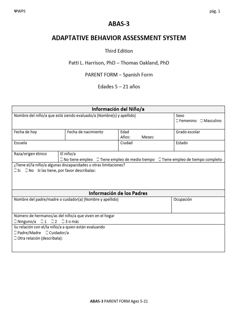 ABAS-3 - 5 A 21 Padres | PDF