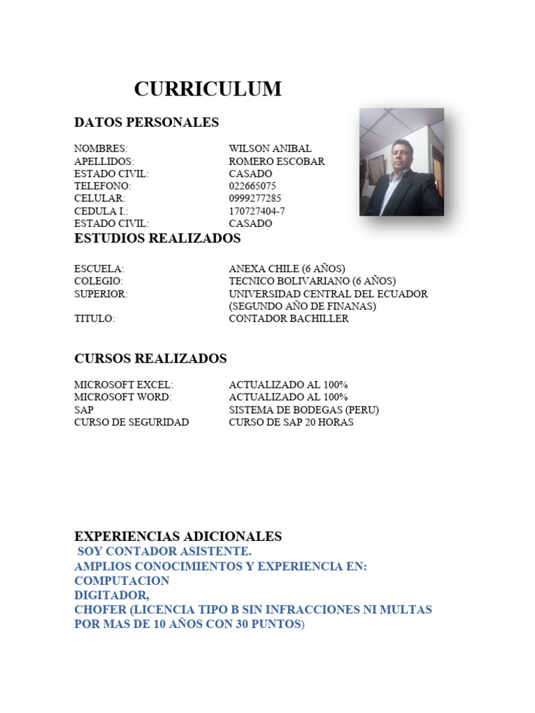 Hoja de Vida Wilson Romero Actualizado Final2 | PDF