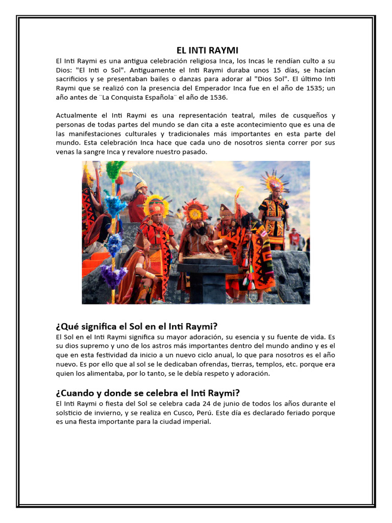 El Inti Raymi en El Ecuador | PDF