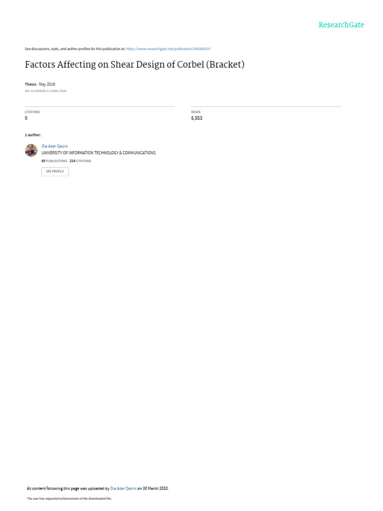 Factors Affectingon Shear Designof Corbel Bracket | PDF