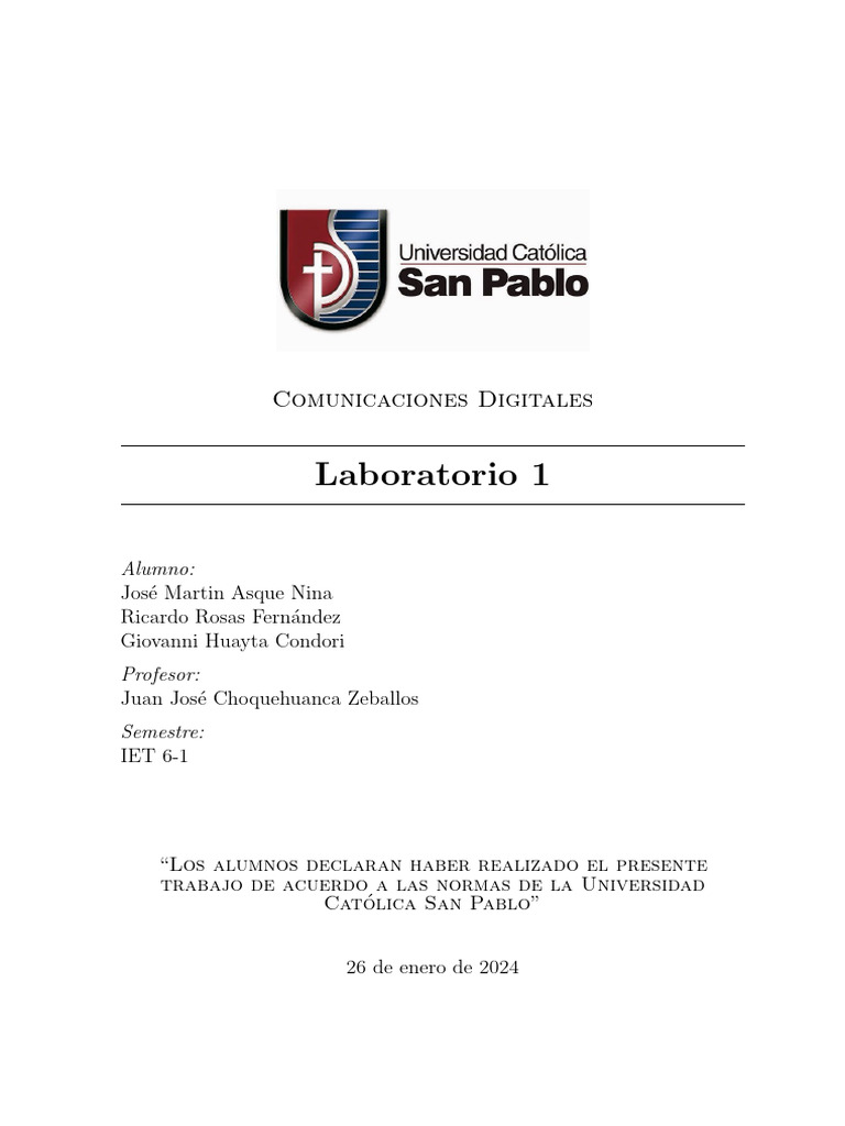 Laboratorio 1 Comu Digitales | PDF