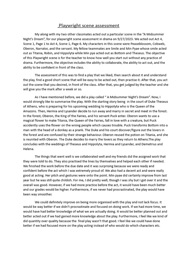 Playwright Scene Assessment | PDF