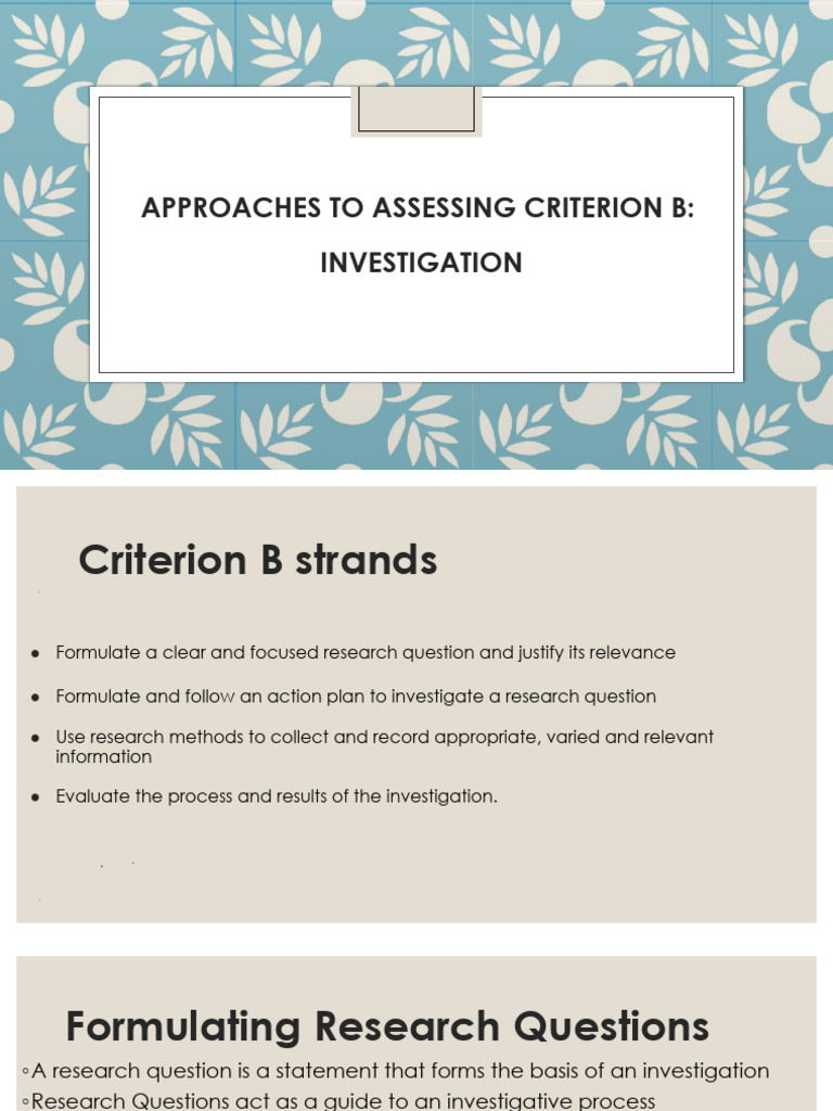 Criterion B Approaches Completepptx | PDF