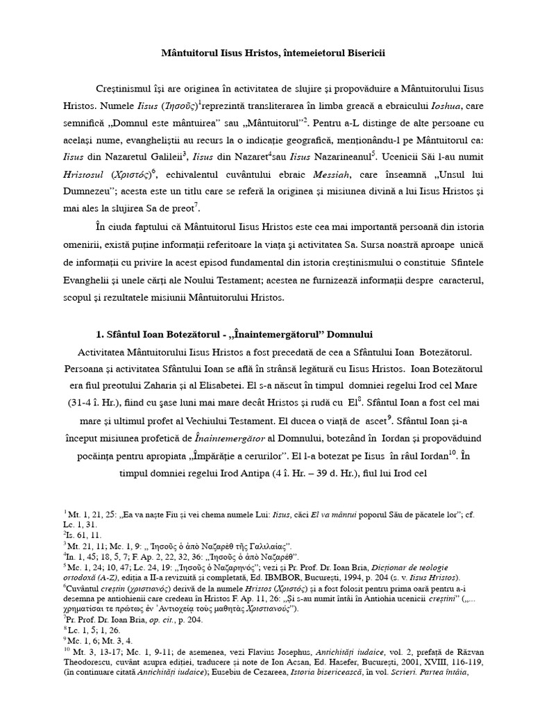 Mantuitorul Iisus Hristos | PDF