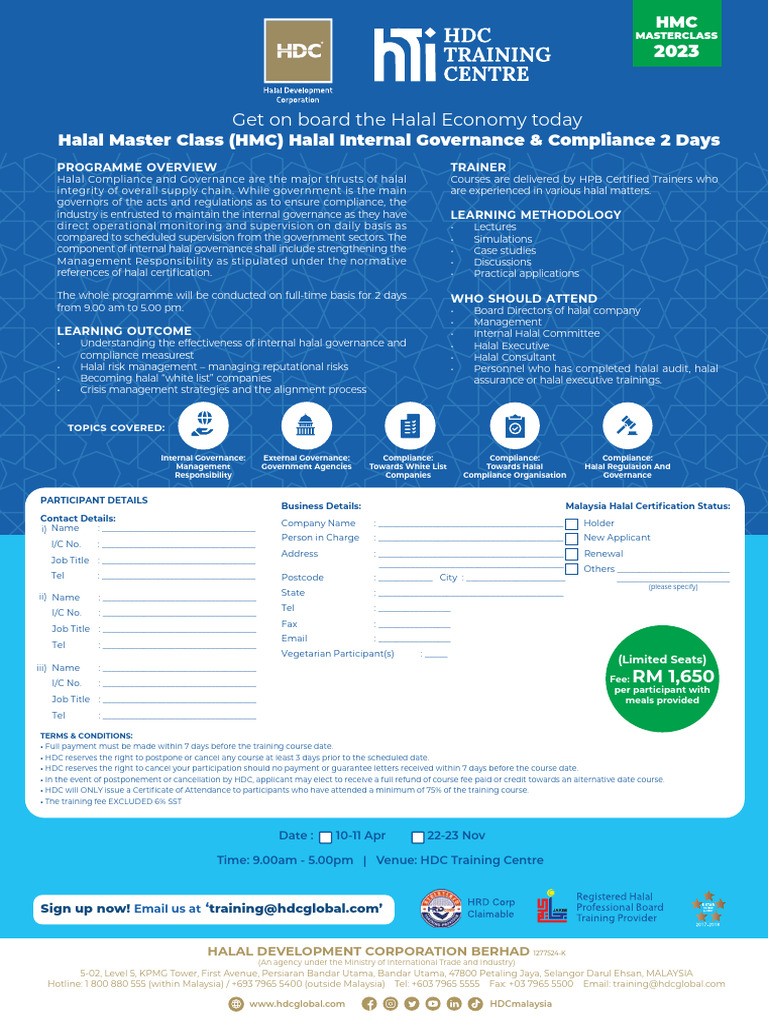 Halal Master Class Registration 2023 | PDF | Governance | Regulatory ...
