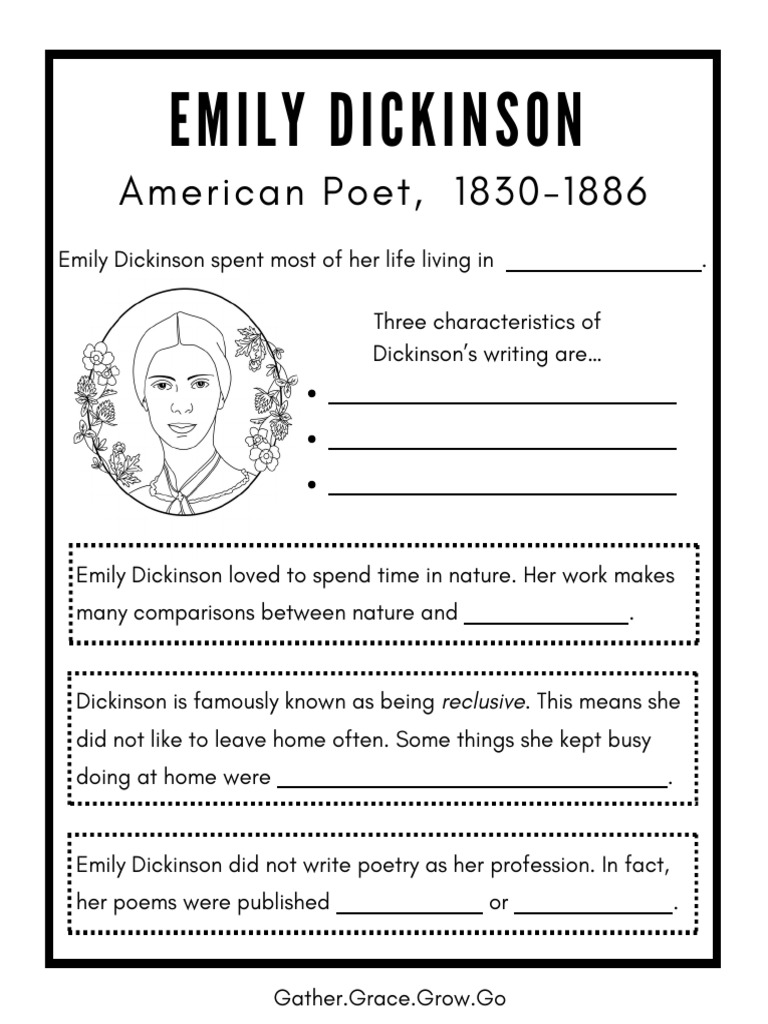 Emily Dickinson: Life and Hobbies | PDF | Emily Dickinson | Poetry