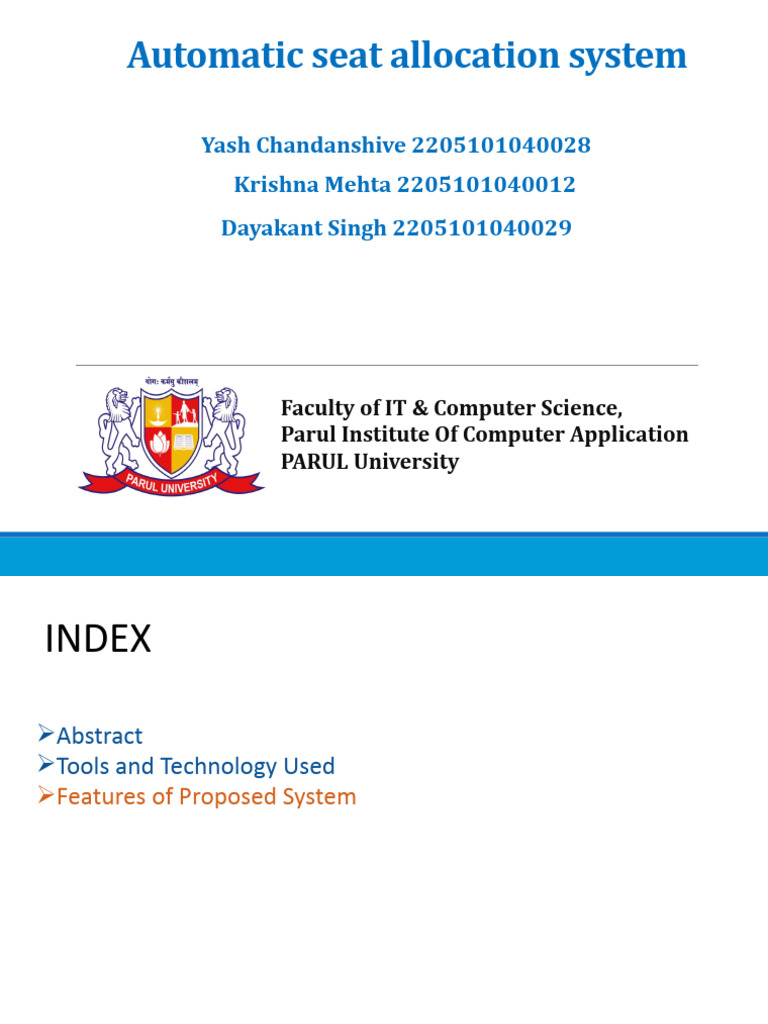 Automatic Seat Allocation System | PDF