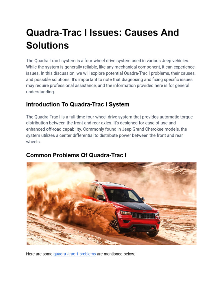 Quadra Trac 1 Problems | PDF | Four Wheel Drive | Tire