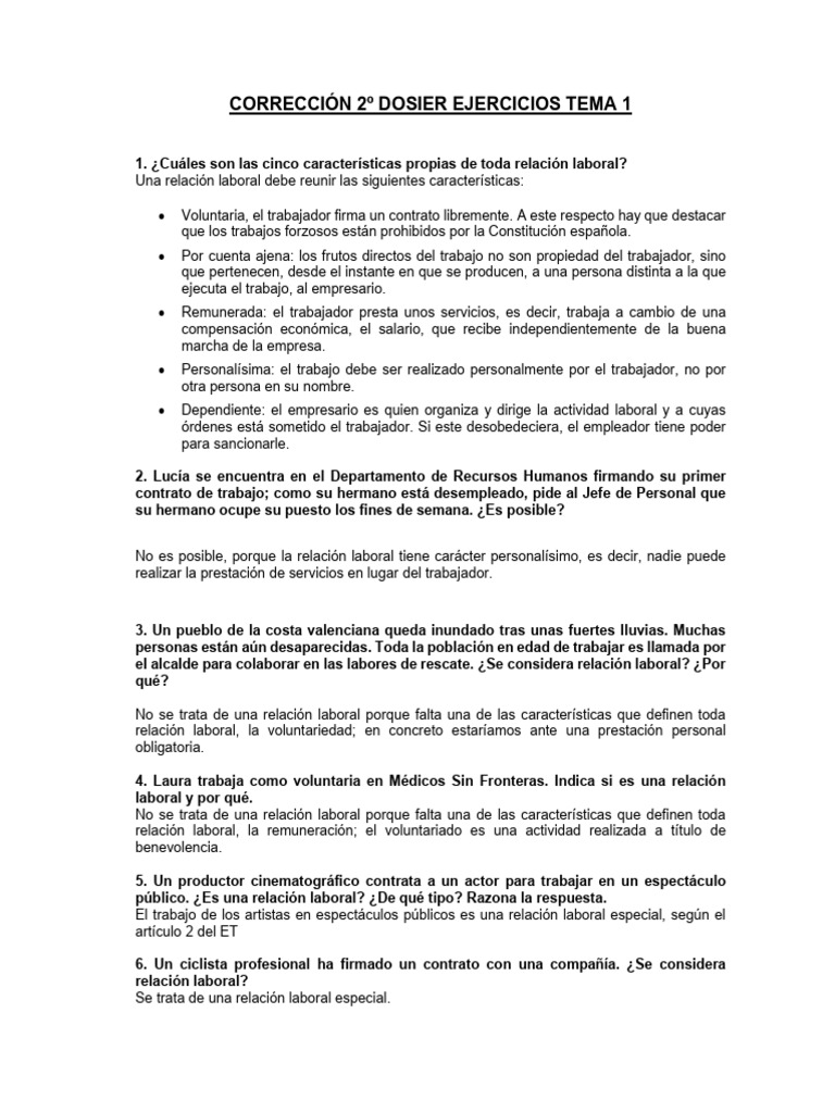 2º Dosier Ejercicios Tema 1 Con Soluciones | PDF