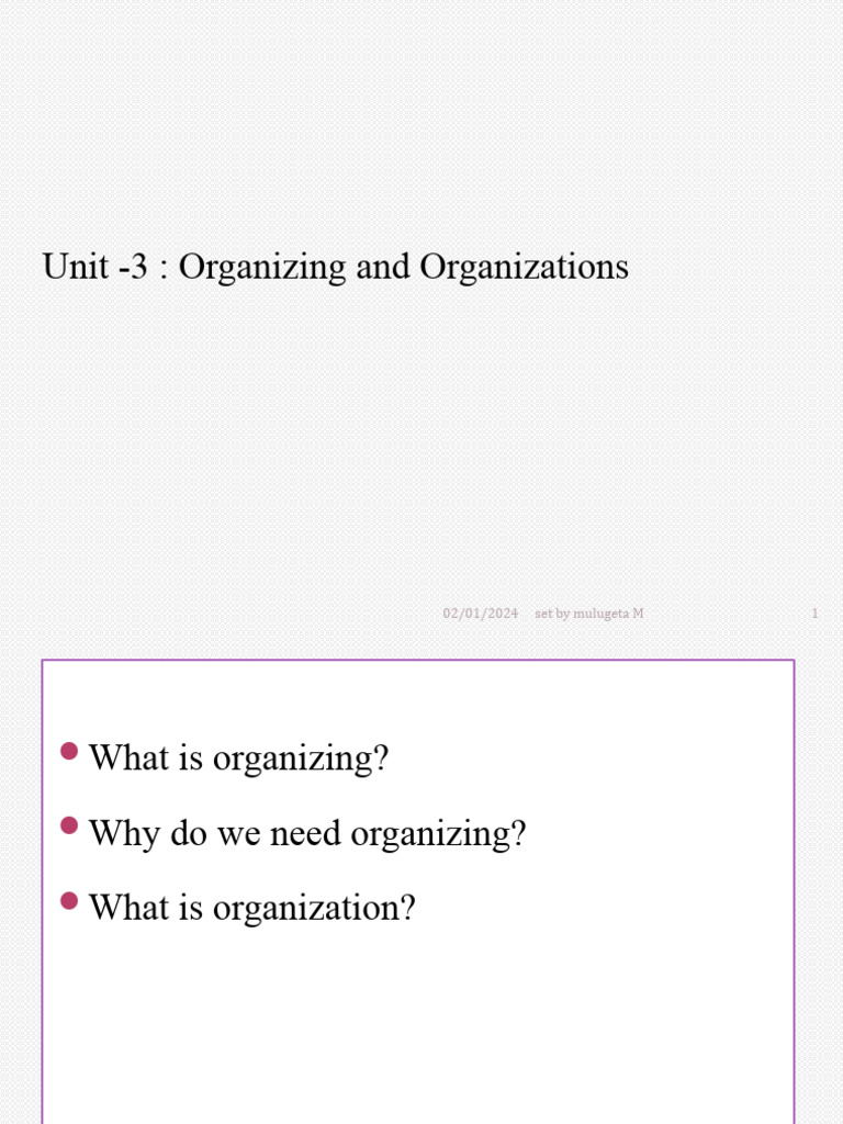 Unit - 3 Organizing | PDF | Organizational Structure | Patient