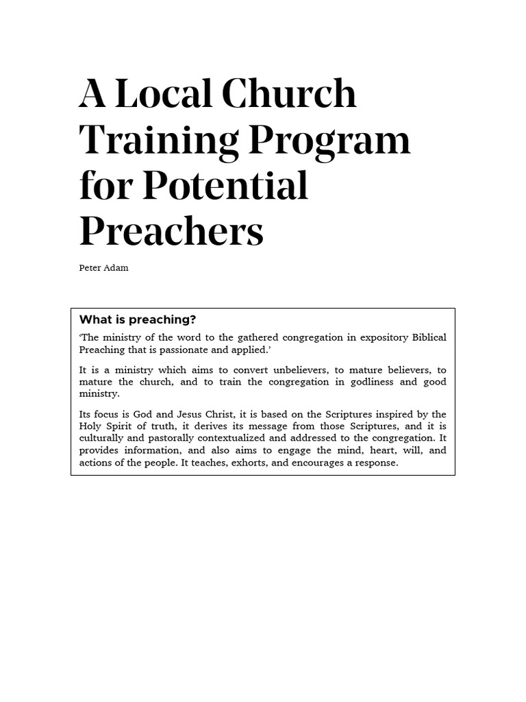 Potential Preachers Training Guide Peter Adam4 | PDF