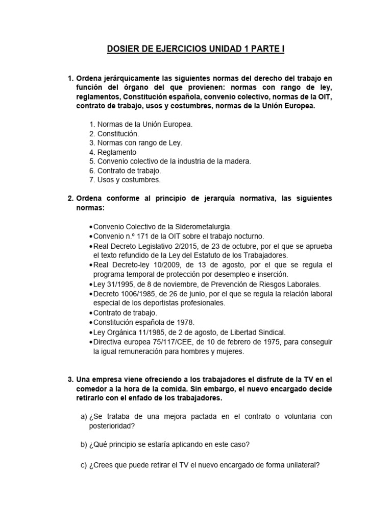 Dosier Ejercicios Tema 1 Parte I | PDF