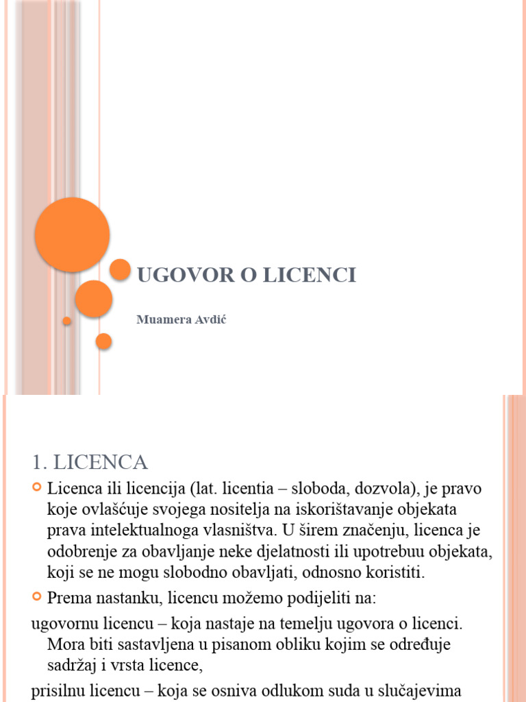 Ugovor o Licenci | PDF