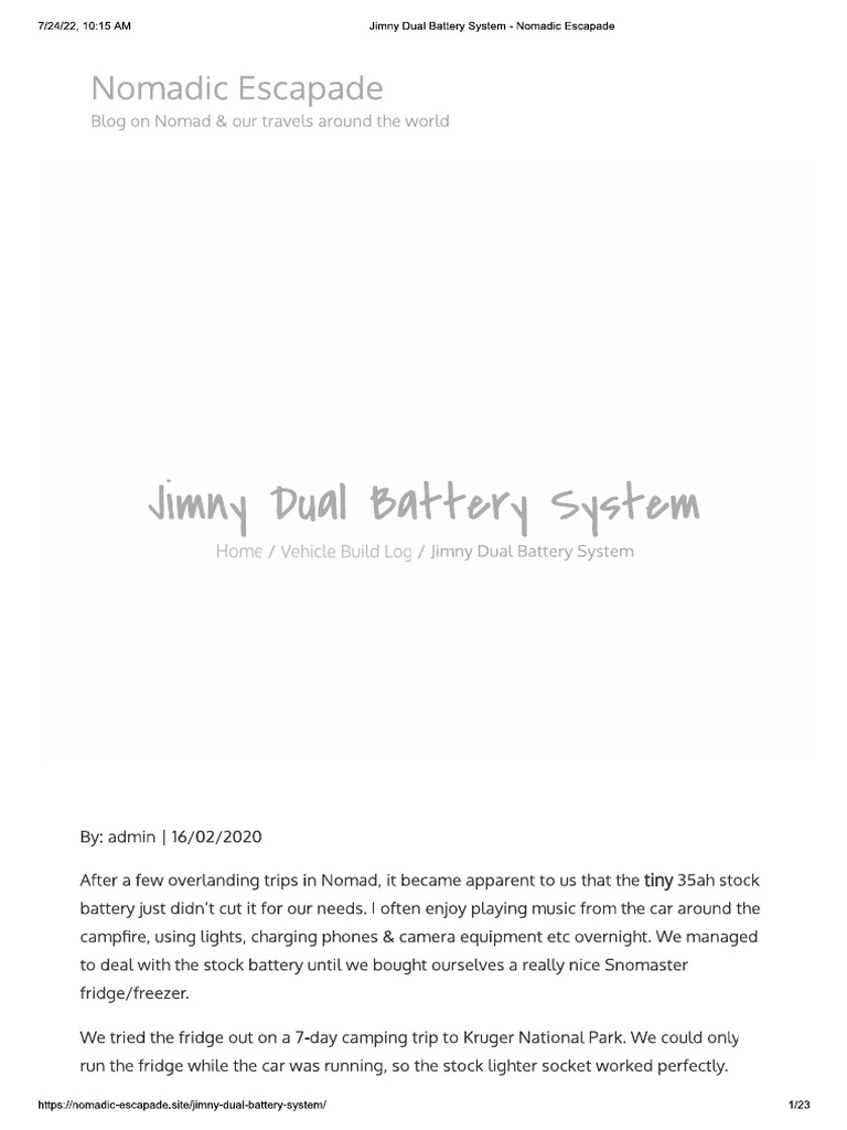 Jimny Dual Battery System | PDF
