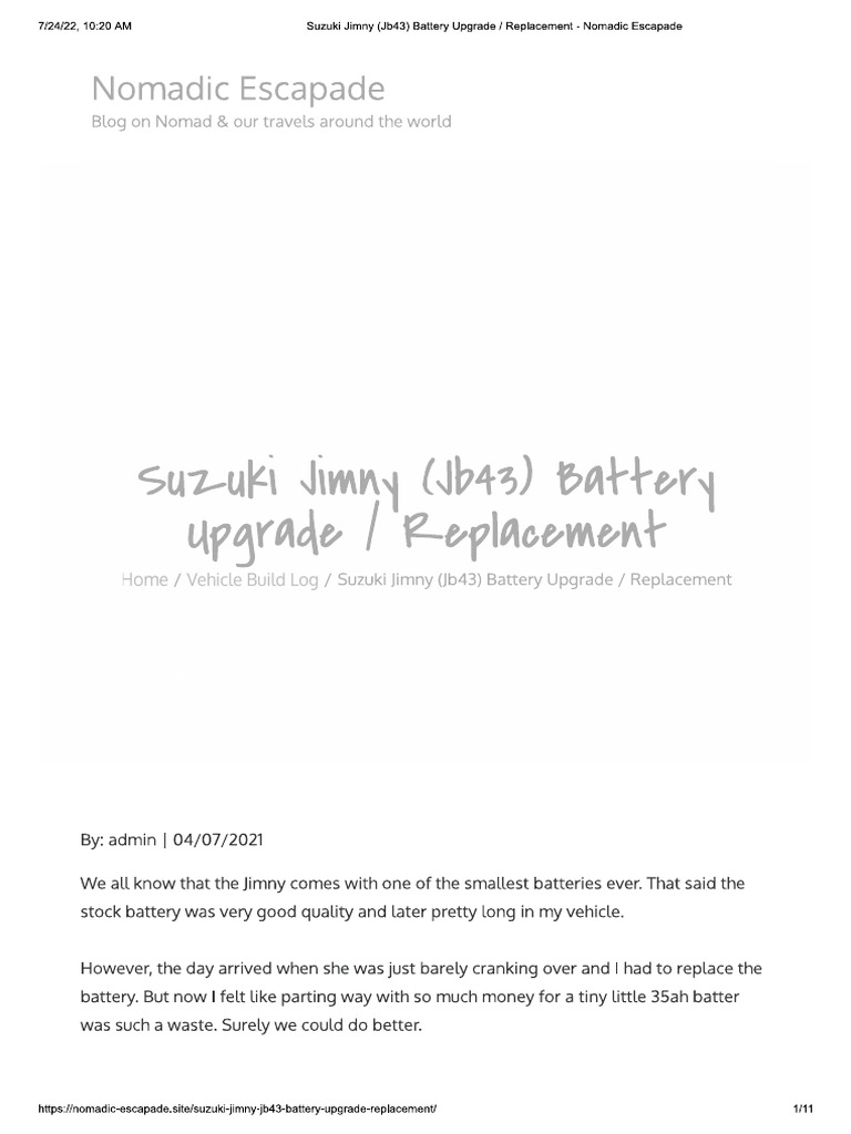 Jimny Battery Upgrade | PDF