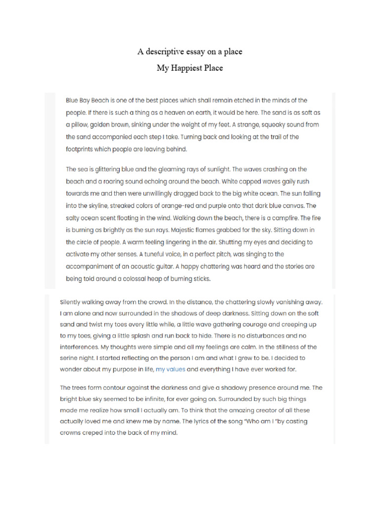 Sample Descriptive Essay On A Place | PDF