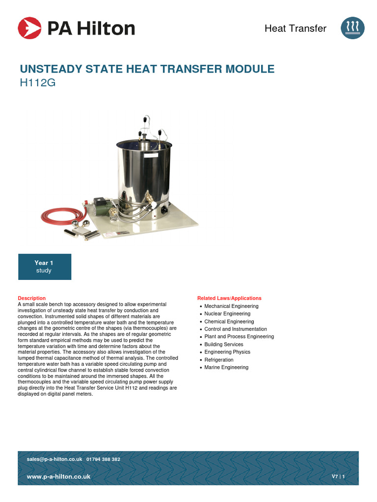 H112g-Unsteady State Heat Transfer Module | PDF | Heat Transfer | Heat