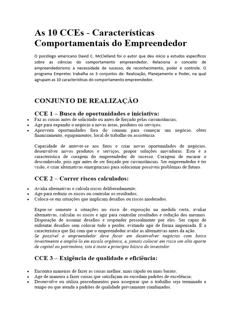 As 10 CCEs | PDF | Empreendedorismo | Qualidade (negócios)