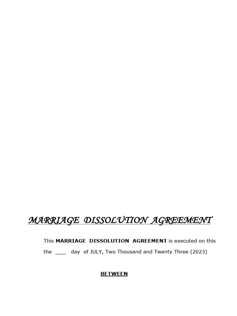 Marriage Dissolution Agreement | PDF | Law