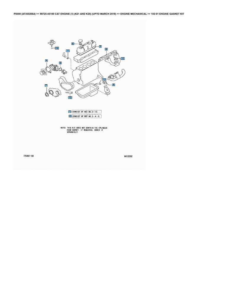 P5000 (At3502064) 98725-45100 Cat Engine (1) (K21 and K25) (Upto March ...
