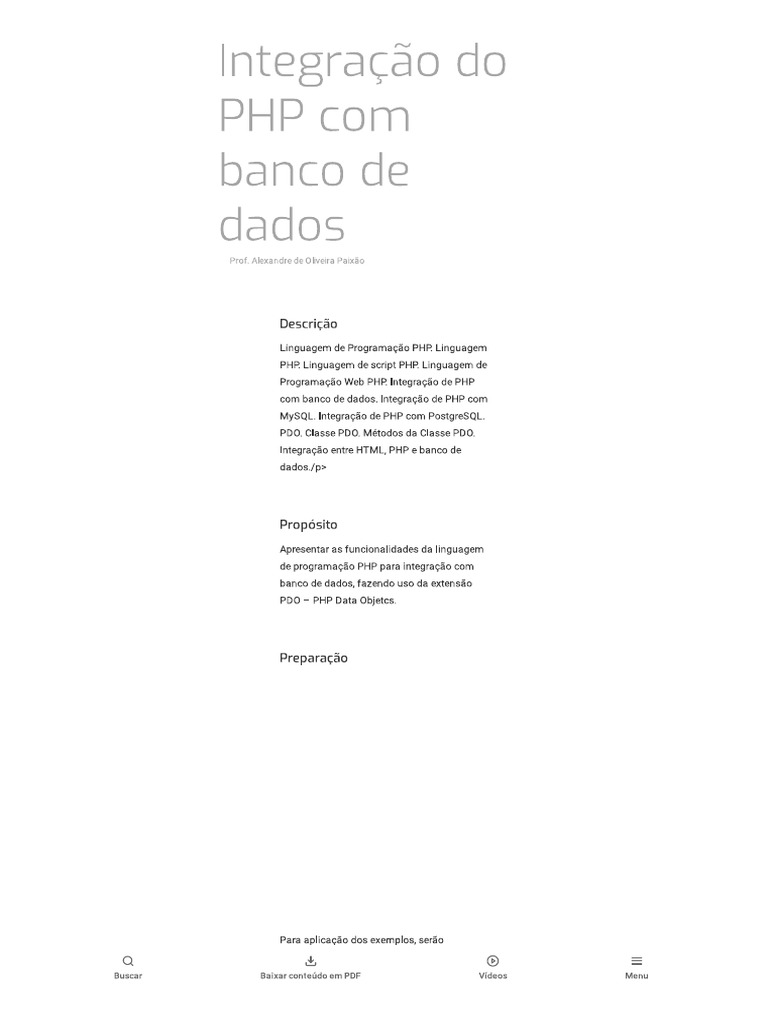 Métodos Da Classe PDO | PDF