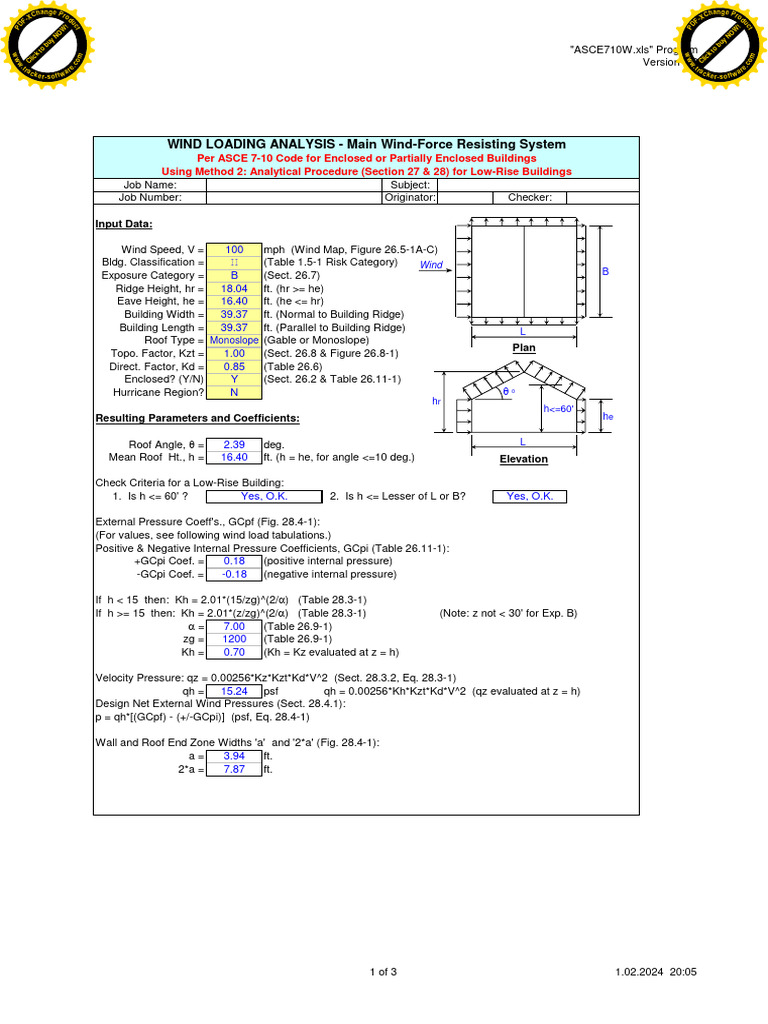 ASCE 7-10 Wind Load Analysis Tool | PDF | Wound