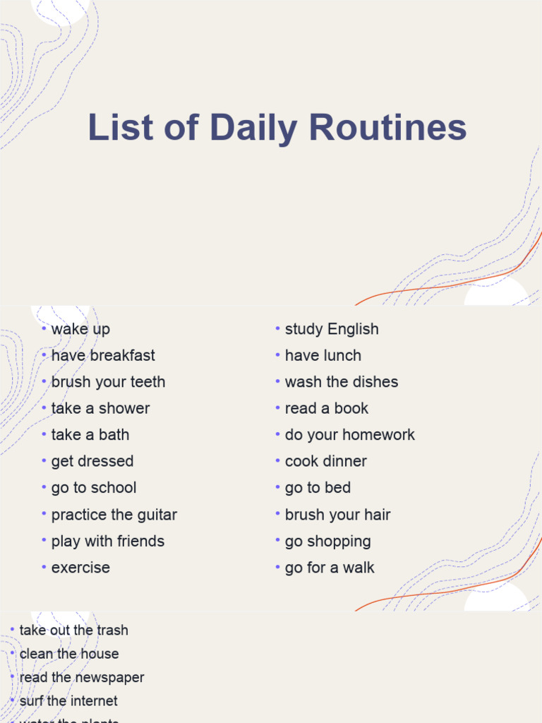 Daily Routines Vocabulary | PDF