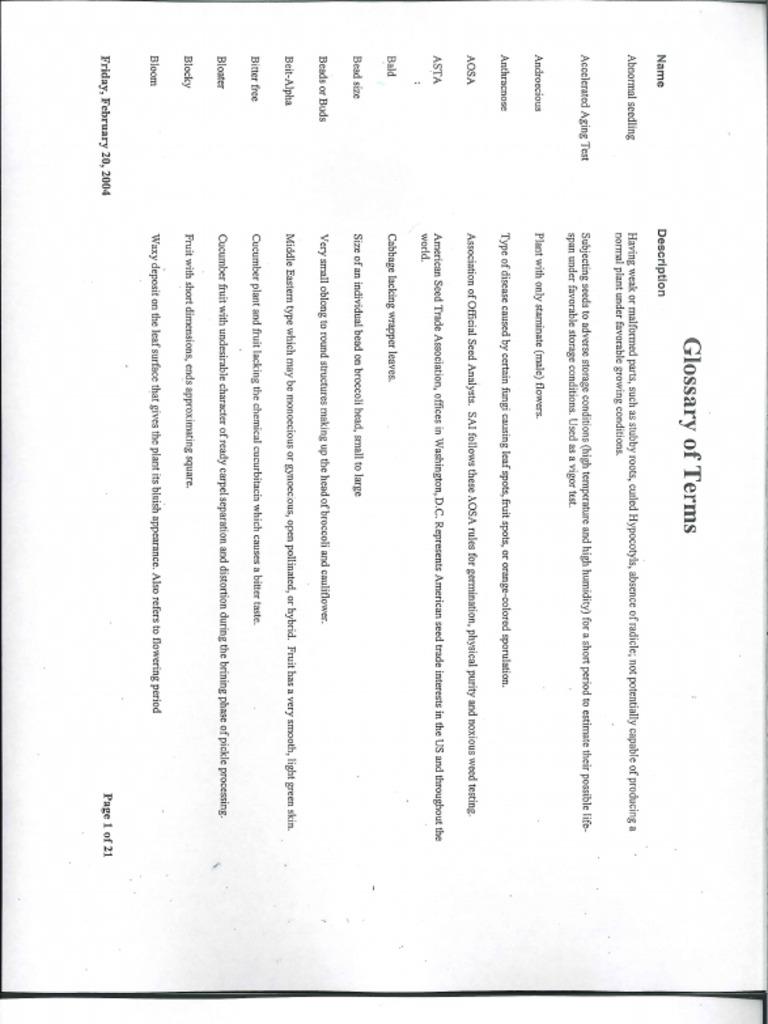 Agriculture Terms Glossary and Definitions | PDF