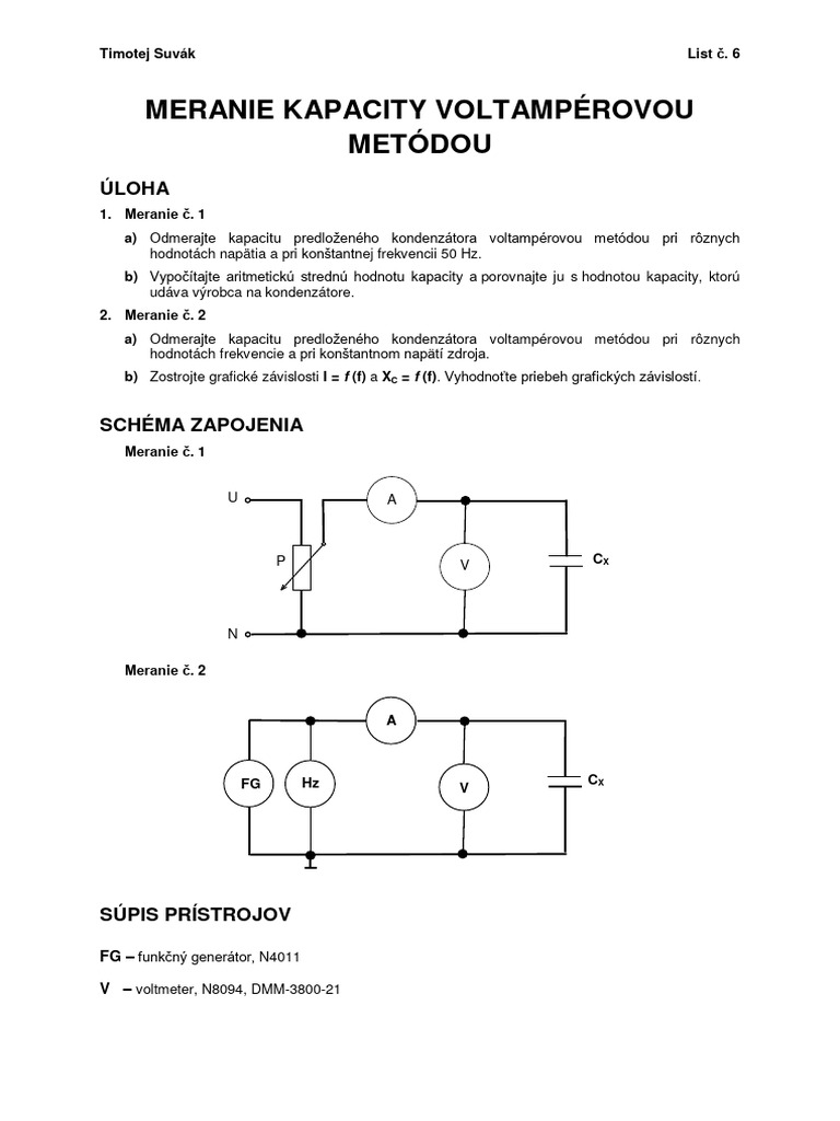 2.2 Meranie Kapacity V-A Metódou | PDF