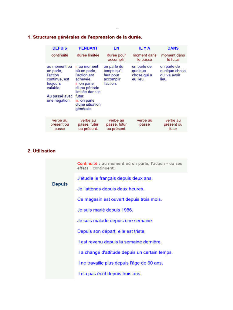 Structures de la durée en français | PDF