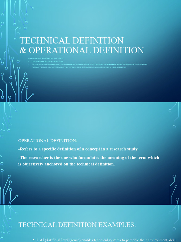 Technical Definition & Operational Definition | PDF