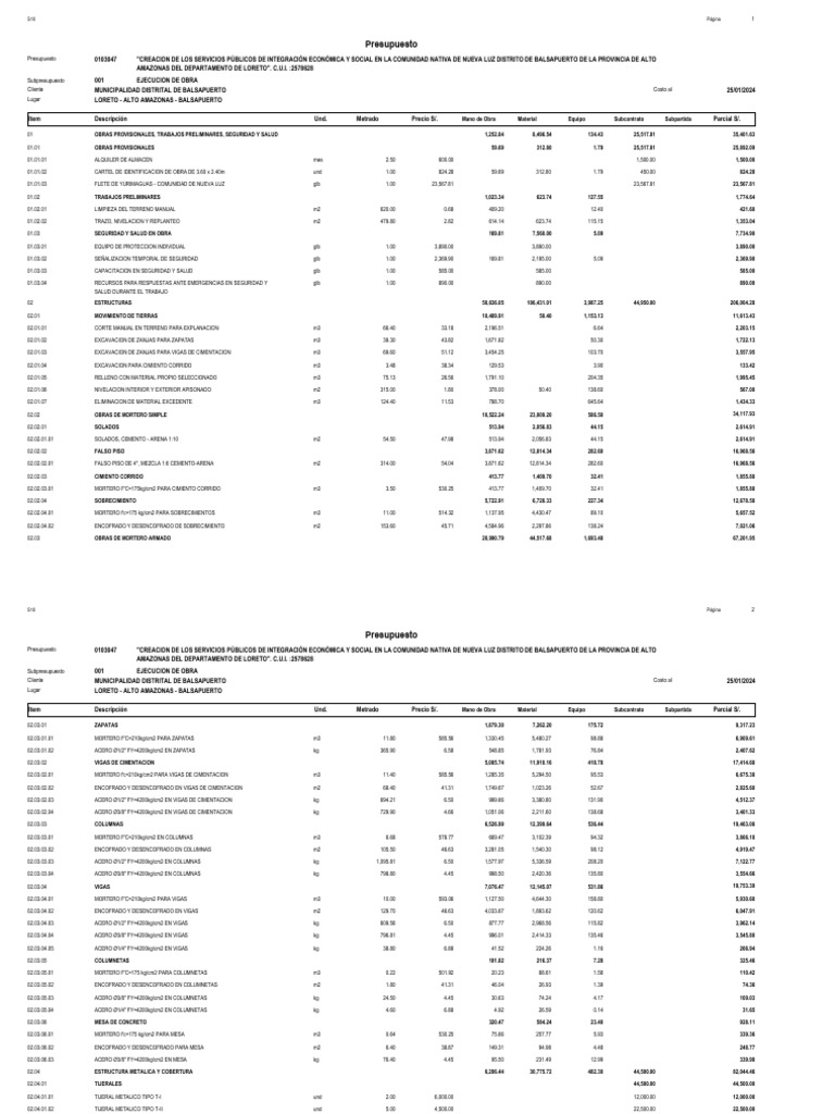 3 - Presupuestodesagregado | PDF | Fundación (Ingeniería) | edificio