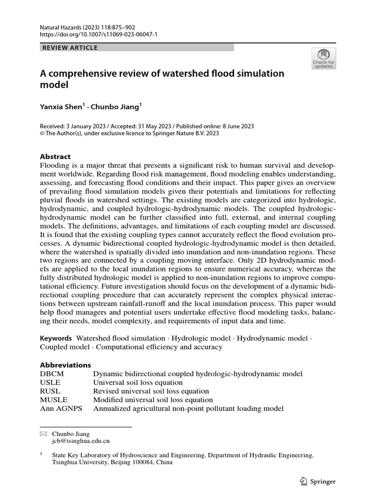 A Comprehensive Review of Watershed Flood Simulation Model: Yanxia Shen Chunbo Jiang | PDF ...