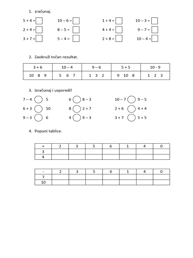 Brojevi Do 10-Ponavljanje | PDF