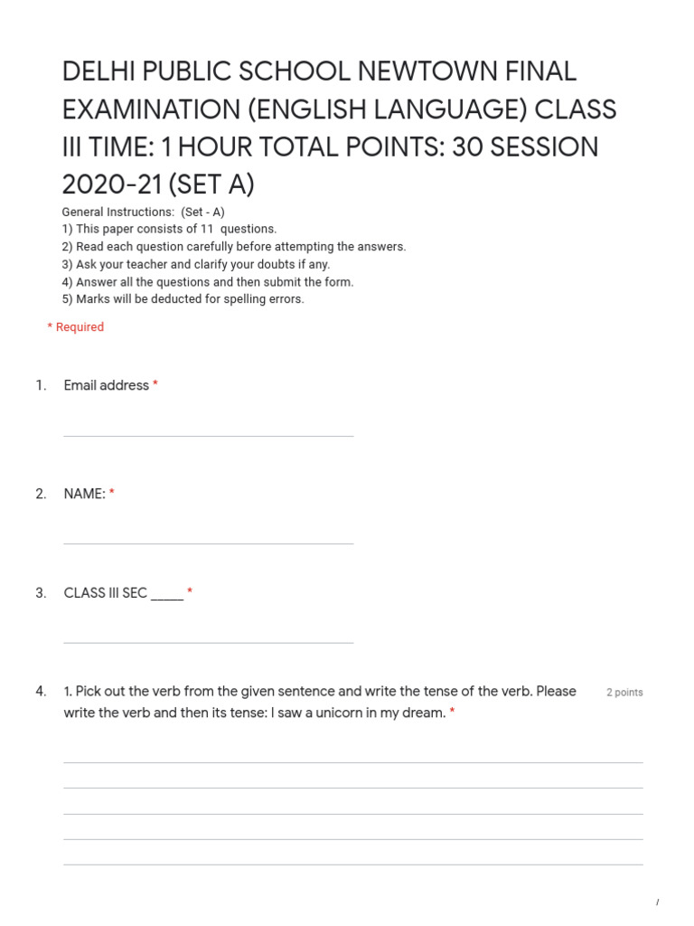 CL 3 English Lang Set A Final 2020-21 | PDF