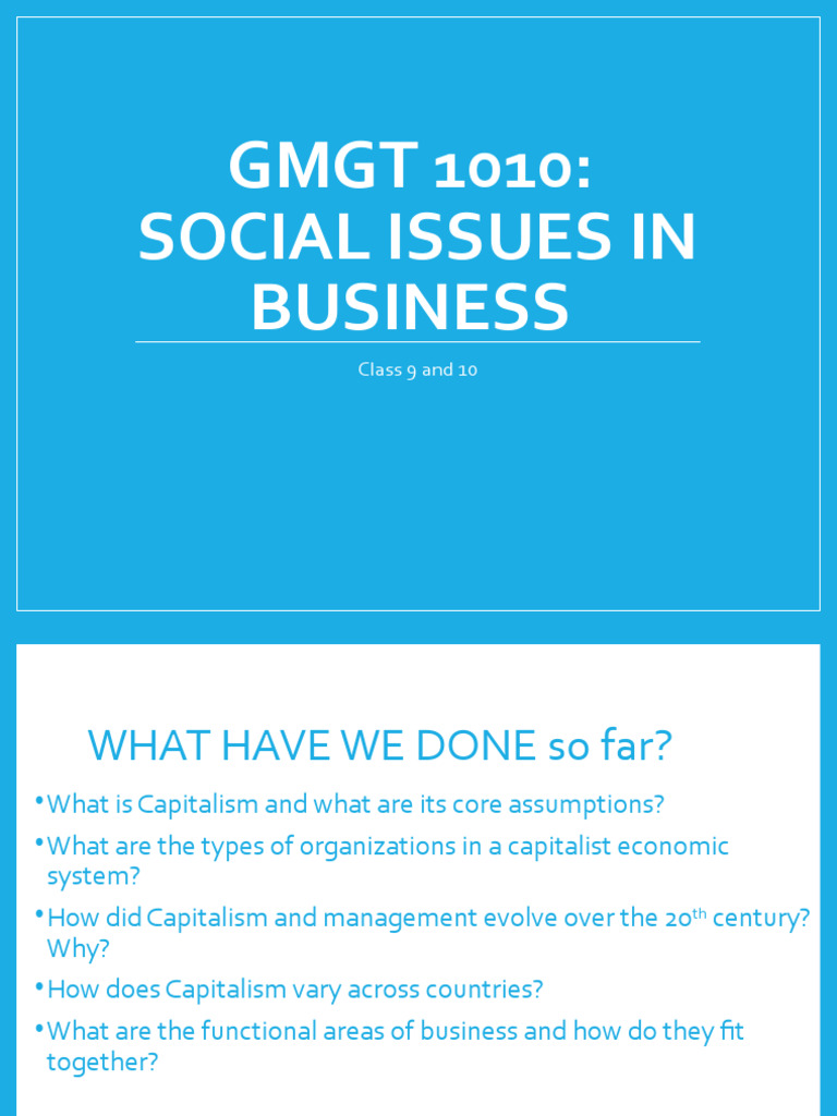 Fall 2020 - GMGT 1010 - Class 9 and 10 | PDF | Business
