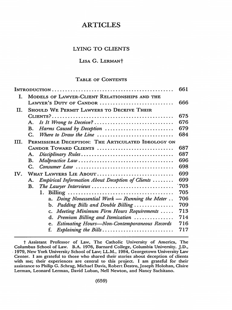 Lying To Clients | PDF | Lawyer | Deception