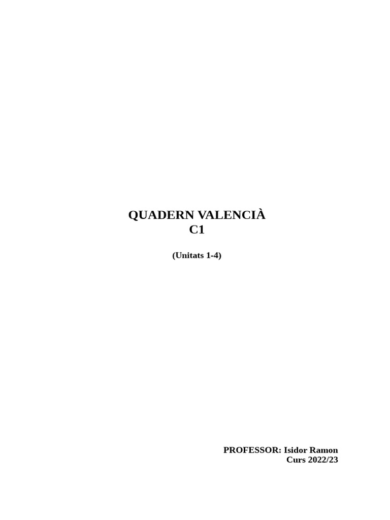 Quadern Valencià C1 (1-4) | PDF
