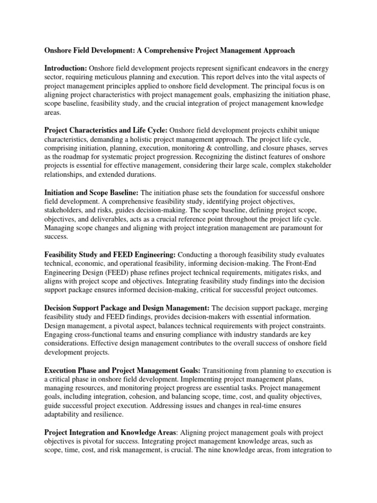 Onshore Field Development | PDF | Project Management | Feasibility Study