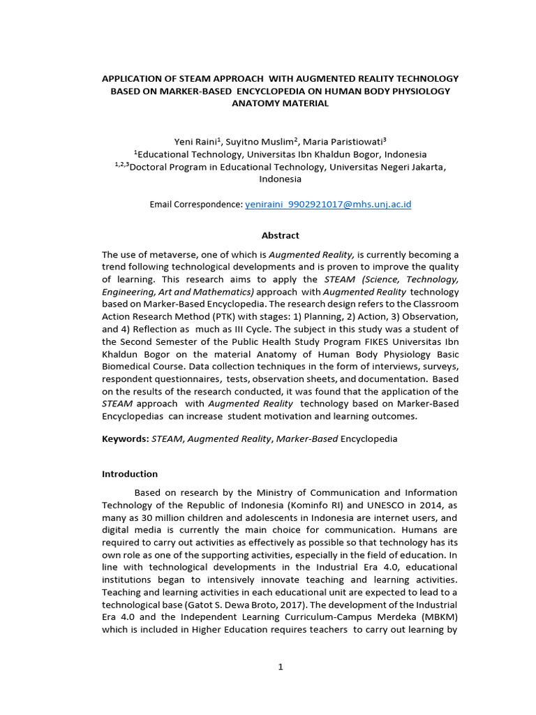 Artikel AR Seminar Internasional-Yeni | PDF | Augmented Reality | Learning