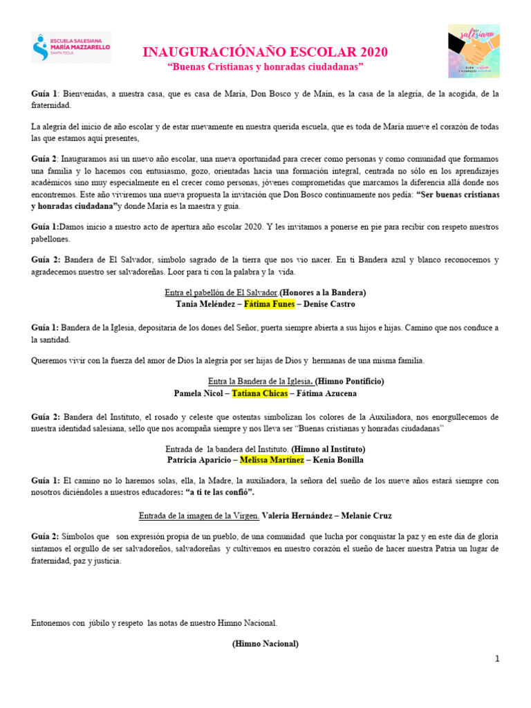 Inauguracion 2020 | PDF | María, madre de Jesús | Oración