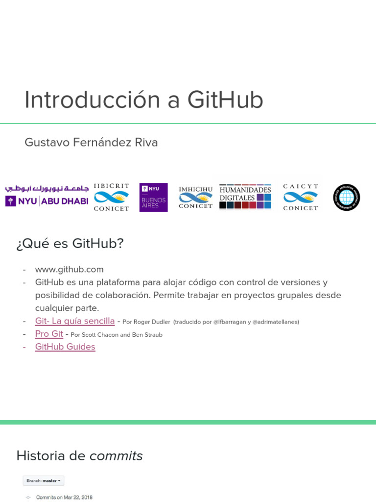 Gustavo Fernandez Riva 2018 Introduccion A Github Pdf Código