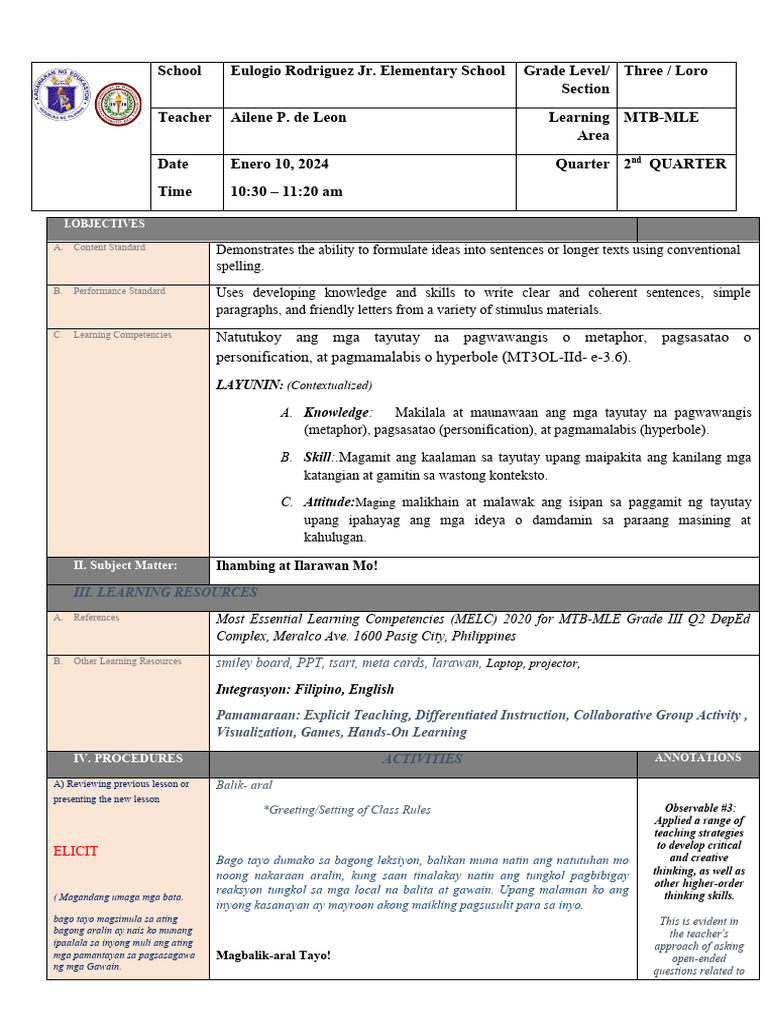 q2 COT MTB-MLE 3 WK 6 | PDF