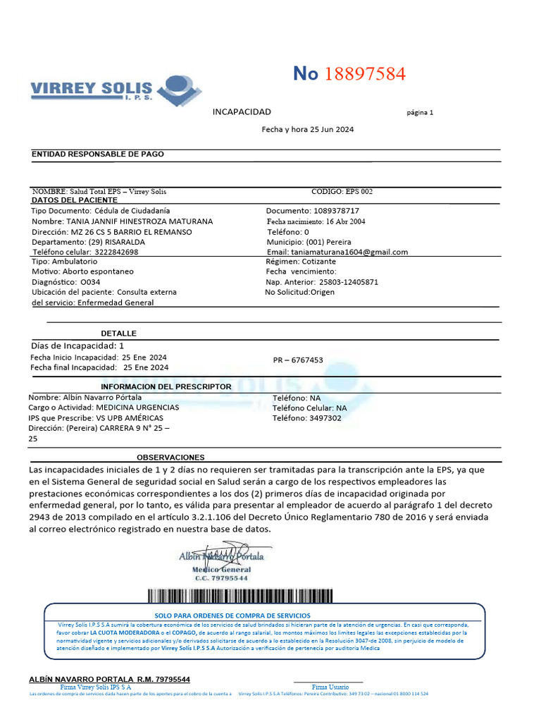 VIRREY SOLIS Incapacidad | PDF | Cuidado de la salud | Programas sociales