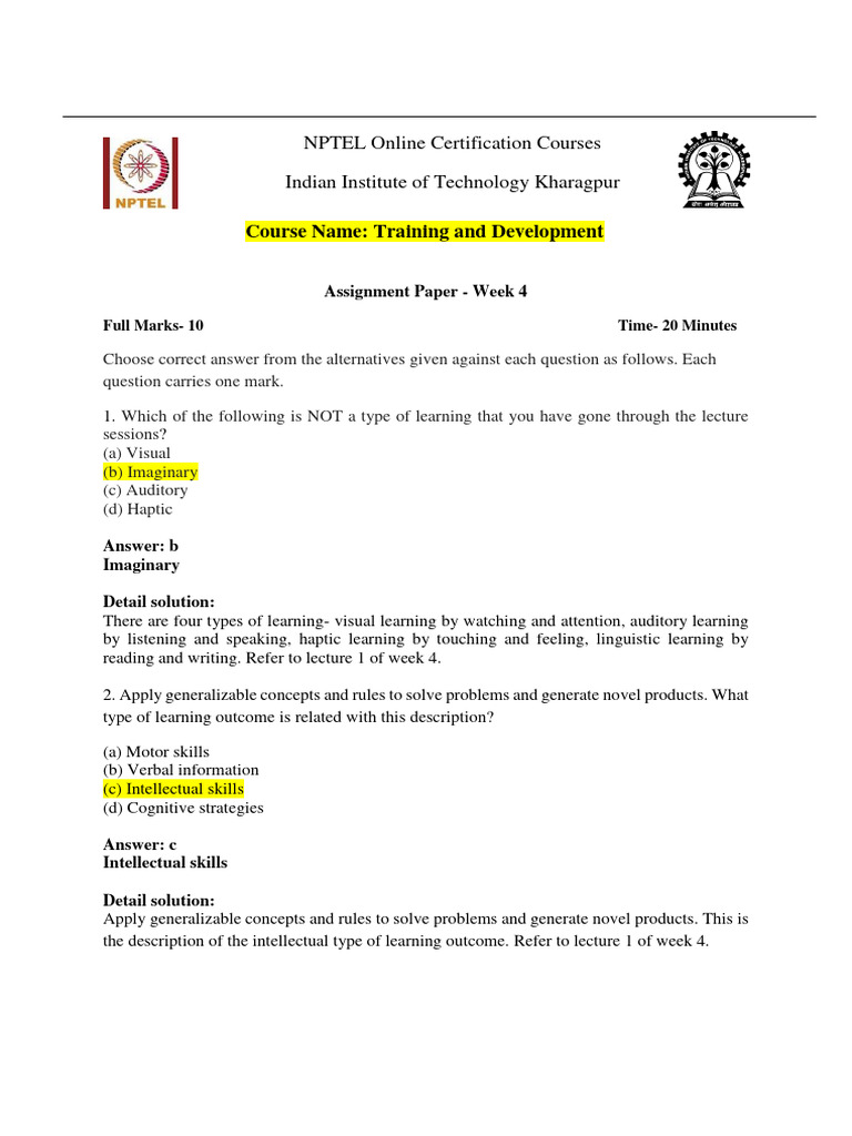 Assignment TRG and Dev - Week 4 | PDF