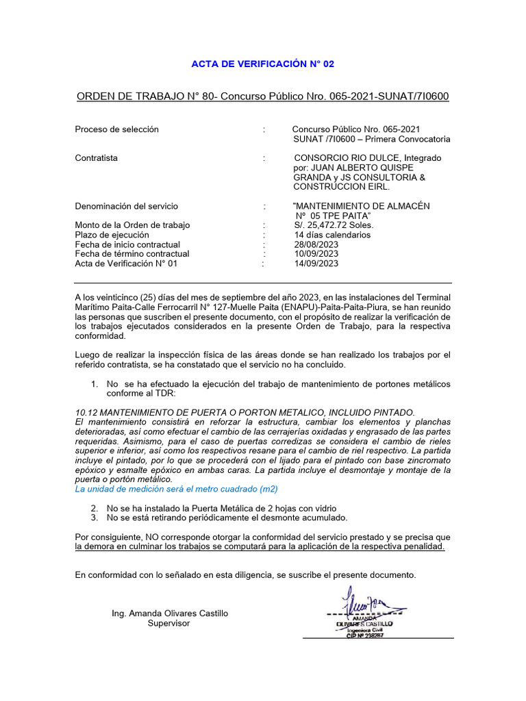 Verificación de Mantenimiento Almacén Paita | PDF