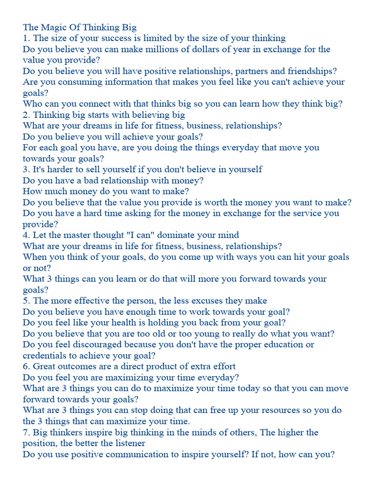 The Magic of Thinking Big | PDF